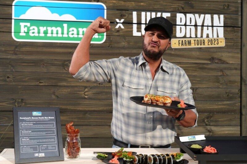 Bacon Sushi Bar Captures Luke Bryan's Attention on Farm Tour 2023 ...