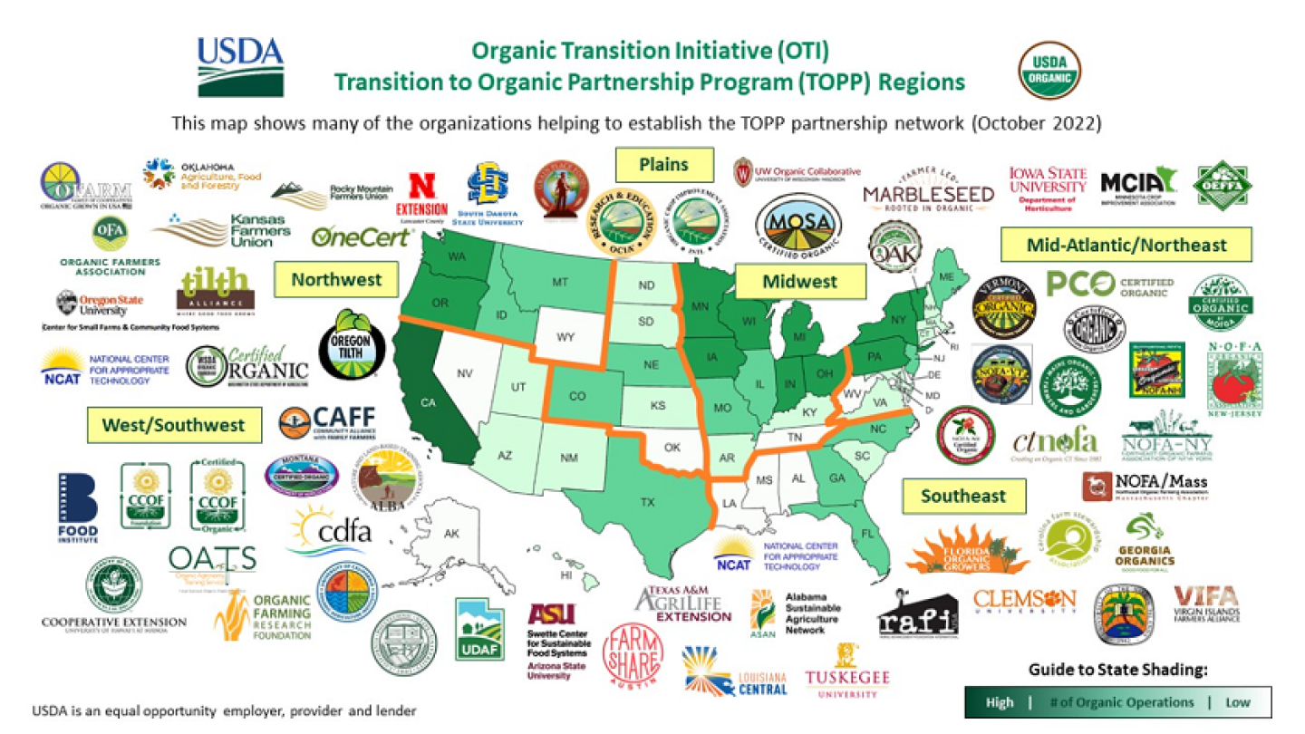 USDA announces regional networks for Transition to Organic Partnership ...