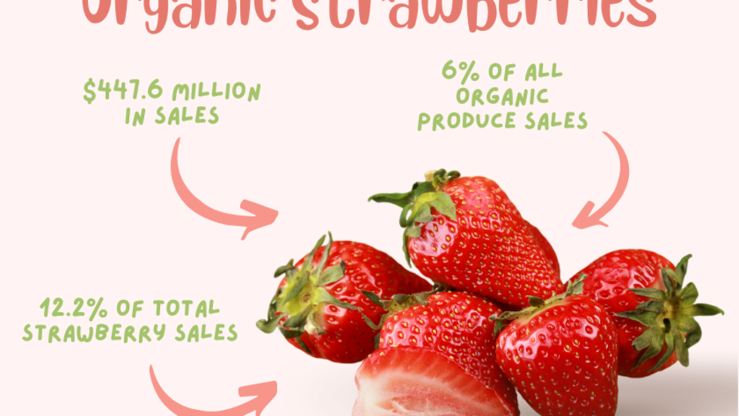 Organic strawberries account for for 12.2% of total retail strawberry ...