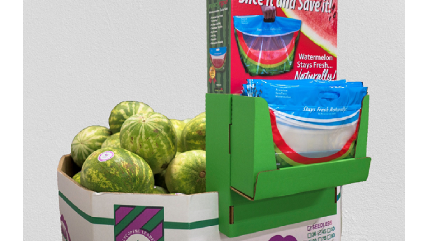 Retail watermelon bin unit dispenses ReadyRipe pouches - The Packer ...